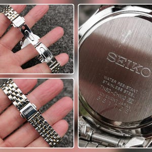 Seiko Quartz Watch, Crystal Bezel, Round Dial, Two-tone Stainless Steel ...