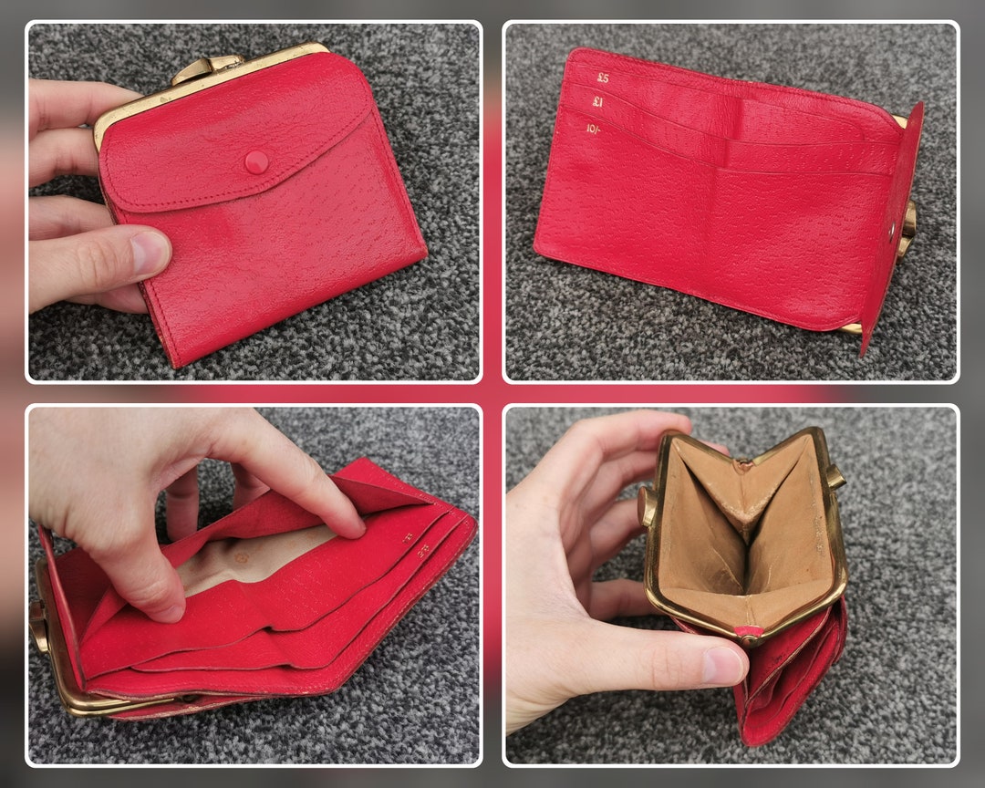 Cherry Red Vintage Goatskin Leather Purse Wallet Made in England 1950s ...