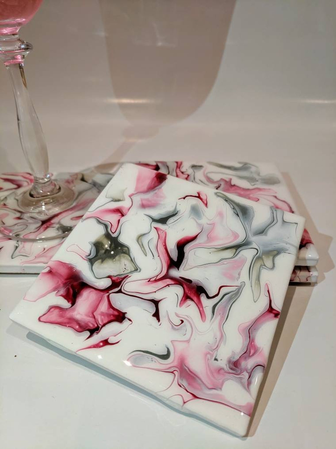 Luxury Coaster Set of Four Drink Coasters Fluid Art Coaster - Etsy