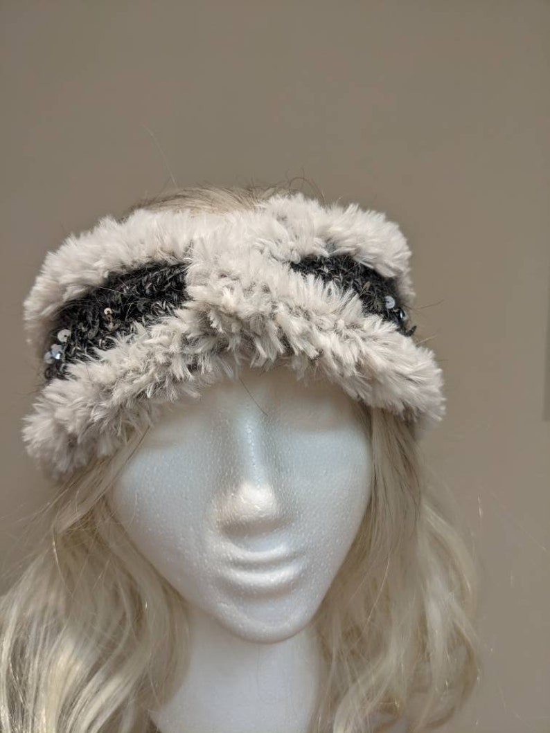 Sparkly Sequin Knitted Winter Headband Made of Mink Down, Super Soft ...