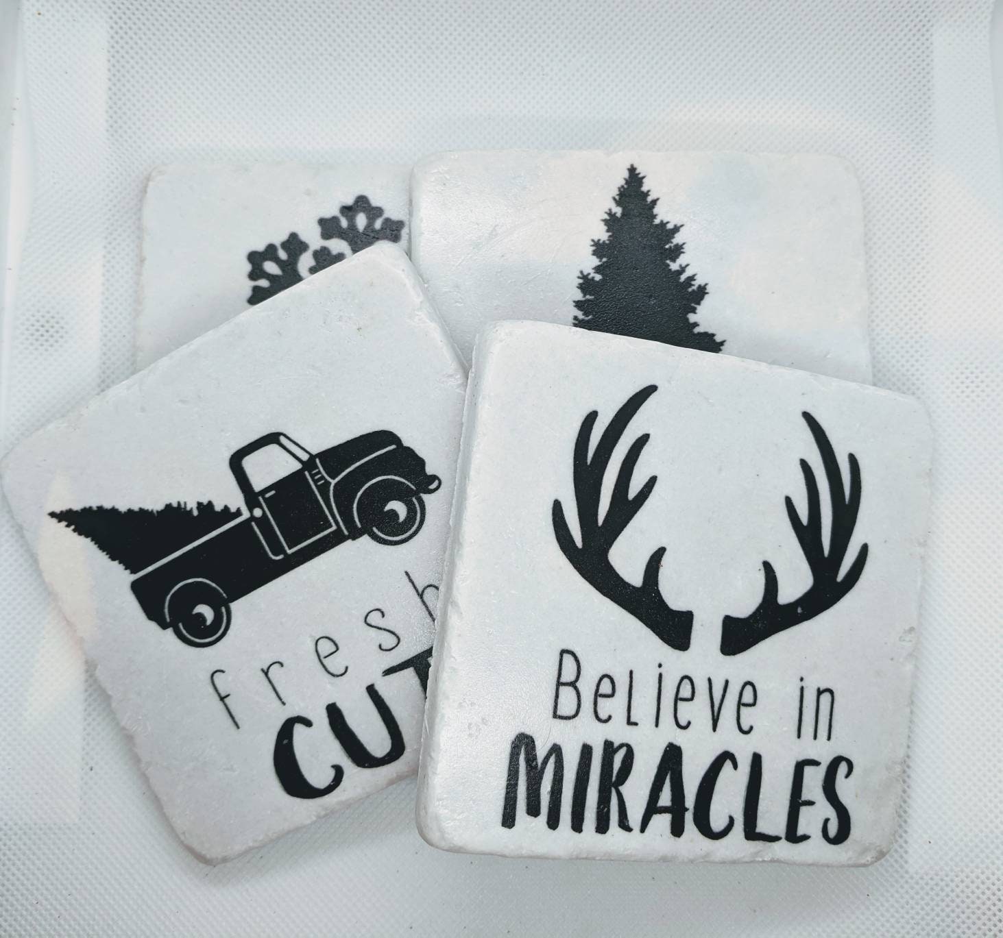 Christmas coaster set of four holiday drink coasters | Etsy