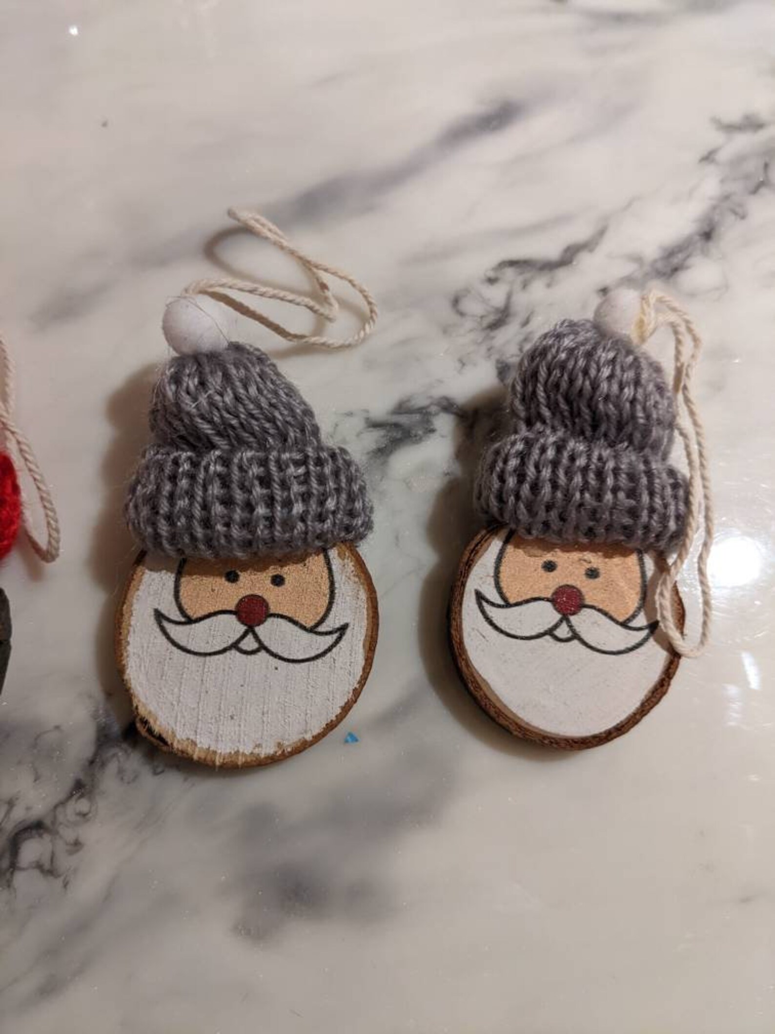 Set of 4, Santa Claus Natural Wood Christmas Tree Ornaments - Etsy