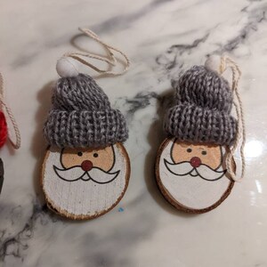 Set of 4, Santa Claus Natural Wood Christmas Tree Ornaments - Etsy