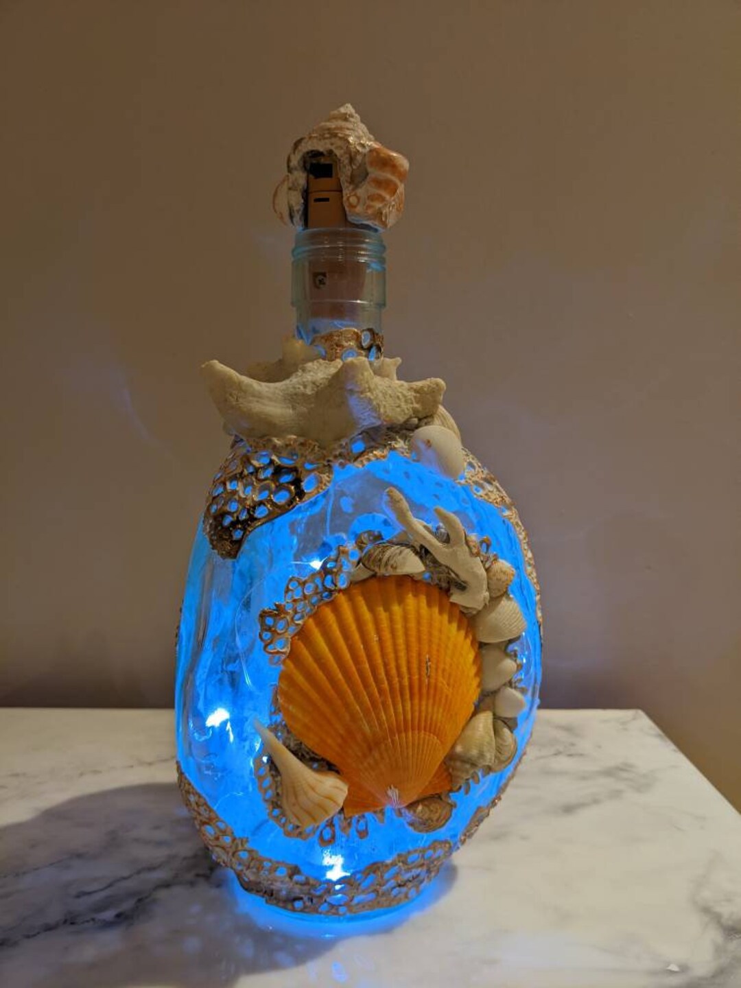 Halloween Sea Bottle Decor With Shells and Skulls, Spooky Apothecary ...