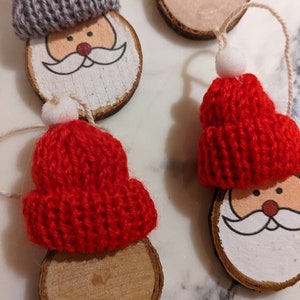 Set of 4, Santa Claus Natural Wood Christmas Tree Ornaments - Etsy