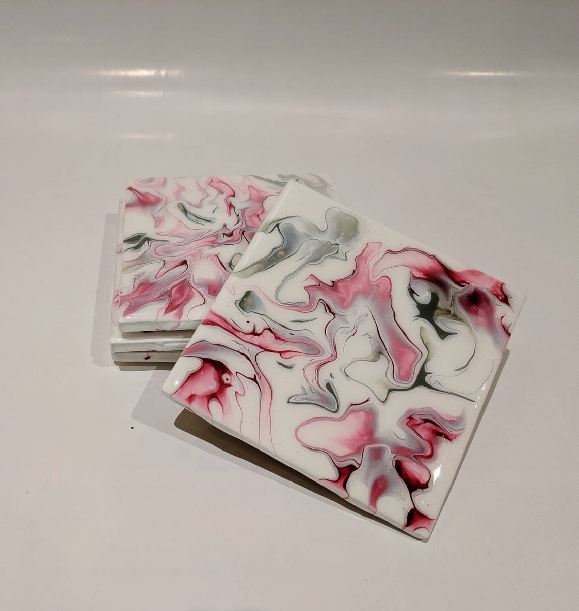 Luxury Coaster Set of Four, Drink Coasters, Fluid Art Coaster ...