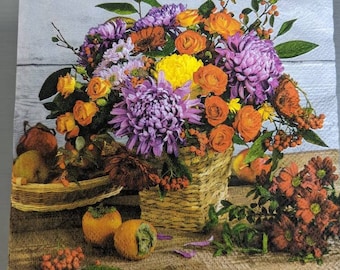 Fall Leaves Decoupage Paper Napkins - Set of 4 - for Scrapbooking, Card ...