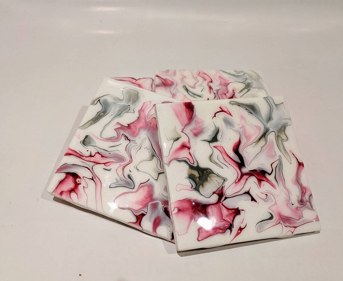 Luxury Coaster Set of Four, Drink Coasters, Fluid Art Coaster ...