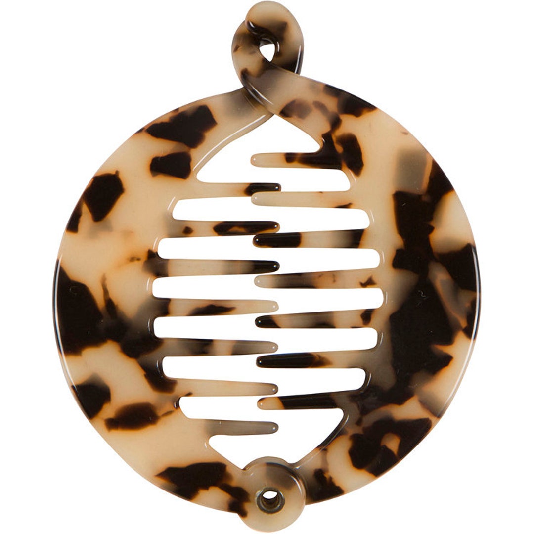 Round Tortoise Shell Ponytail Holder Classic Fish Clip Girl Hair Clip ...