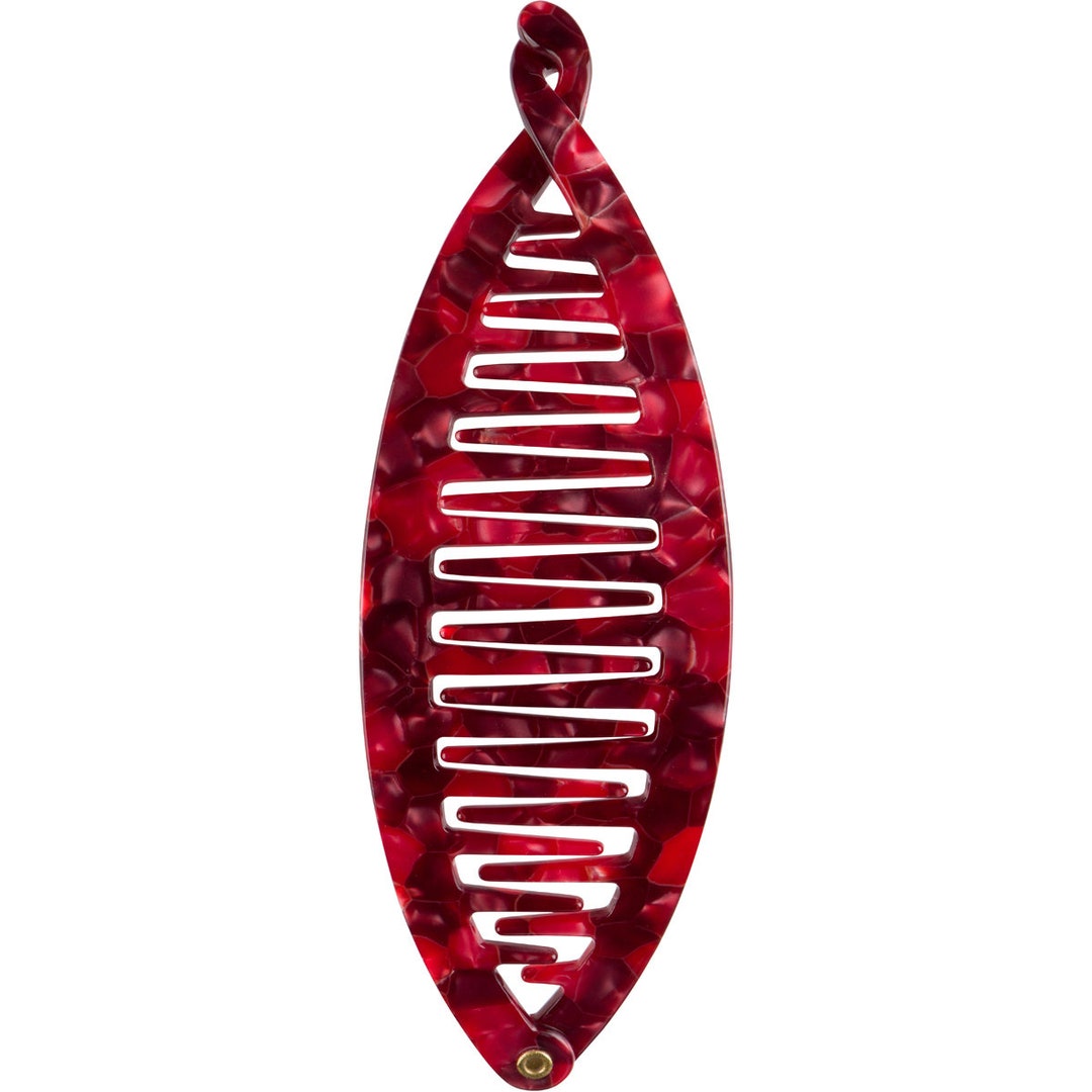 6" Ruby Red Banana Clip Ponytail Holder Classic Fish Clip Girl Hair ...