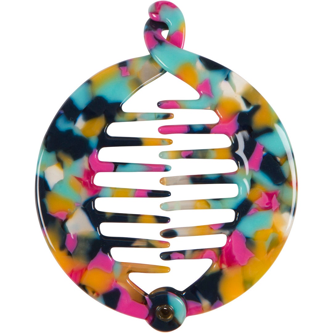 Round Multicolored Ponytail Holder Classic Fish Clip Girl Hair Clip ...