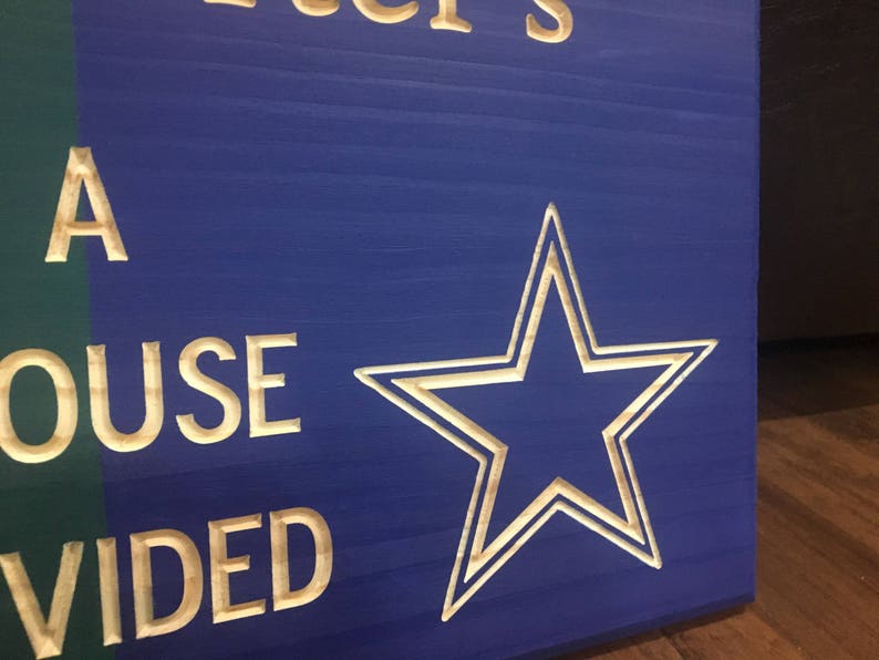 A House Divided NFL Football Carved Wood Sign - Customize Family Sign ...
