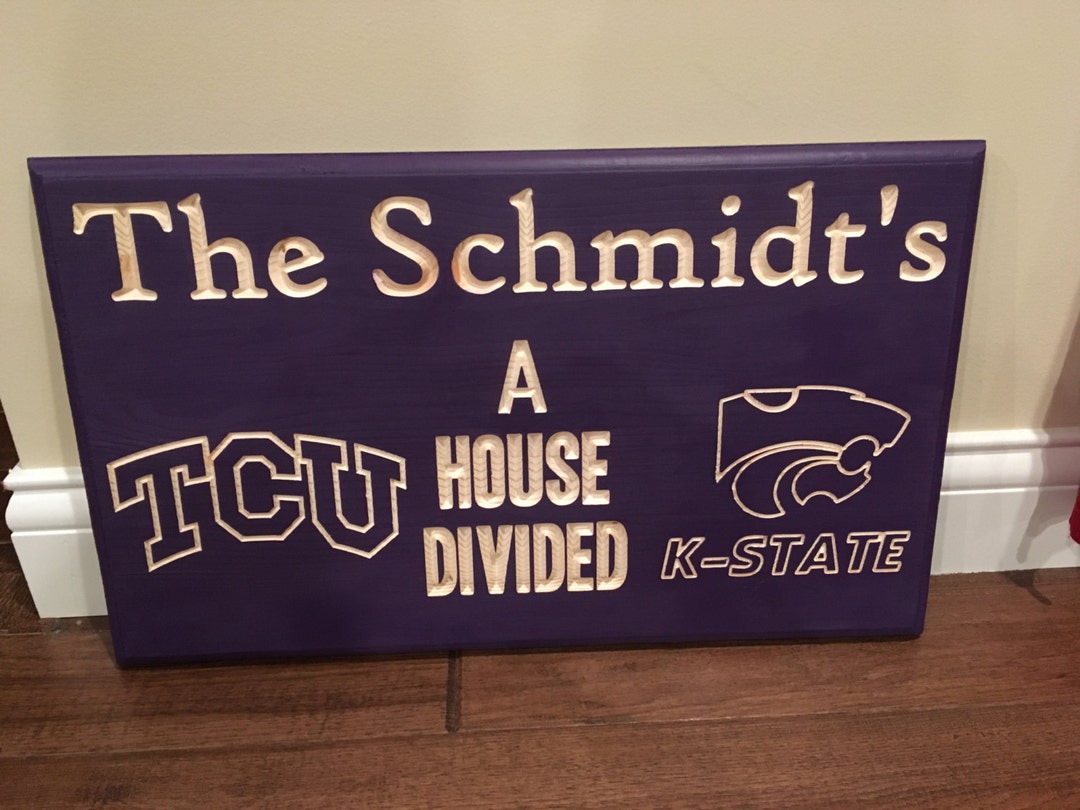A House Divided College Football Carved Wood Sign Customize Family Sign ...