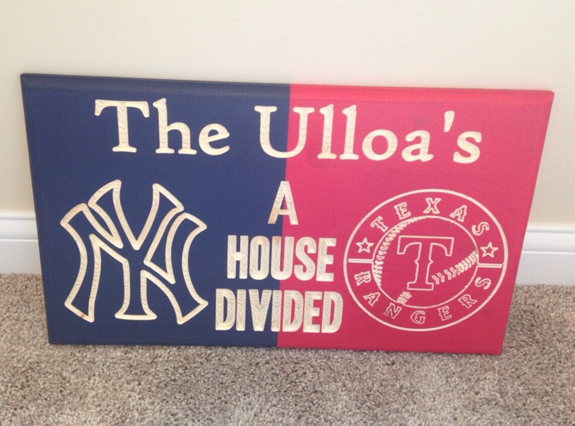 A House Divided Sports Carved Wood Sign Customize Family | Etsy