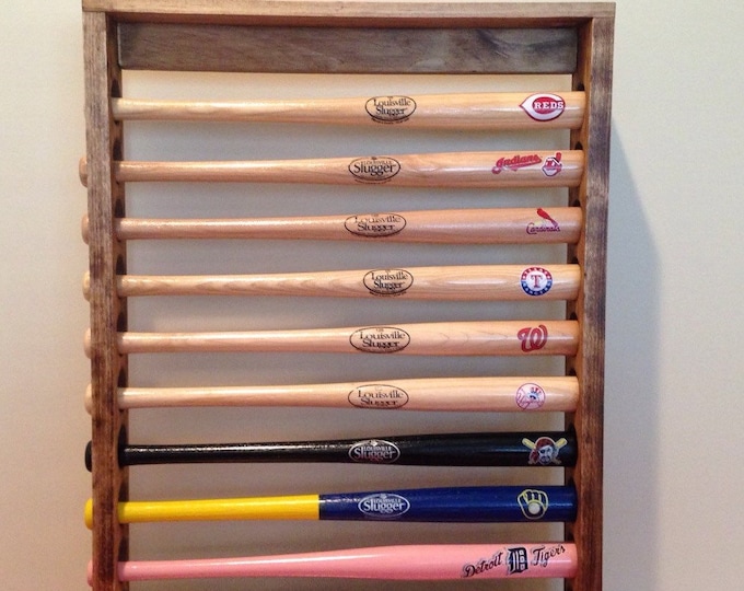 10 Mini Baseball Bat Display Holder Rack – Wall Mount – Holds 10 Mini ...