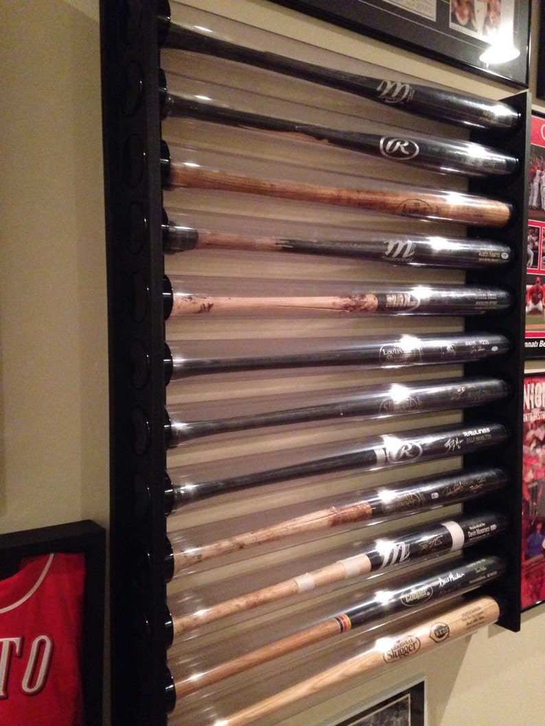 12 Baseball Bat Display Holder Rack – Wall Mount – Holds 12 Full Size ...