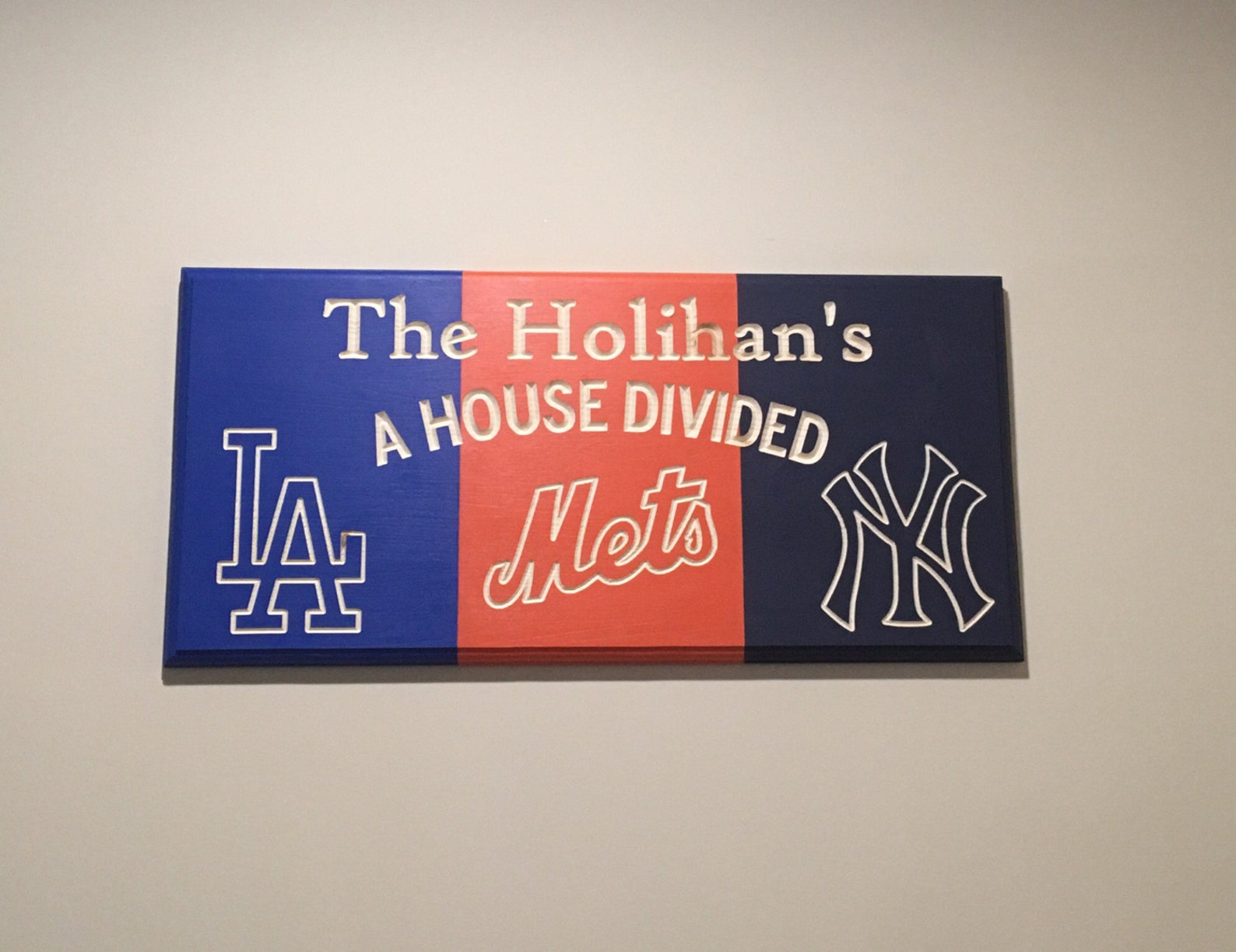 A House Divided Sports Logo Family Carved Wood Sign -3 Logos ...