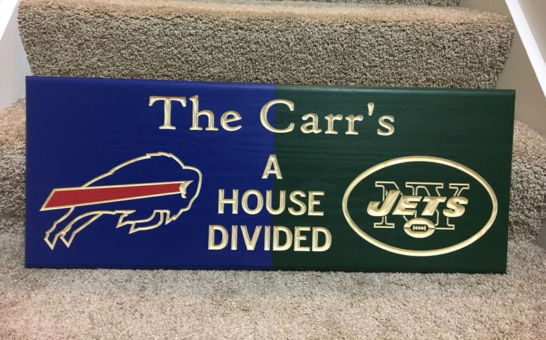 A House Divided NFL Football Carved Wood Sign - Customize Family Sign ...