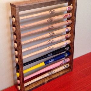 10 Mini Baseball Bat Display Holder Rack – Wall Mount – Holds 10 Mini ...