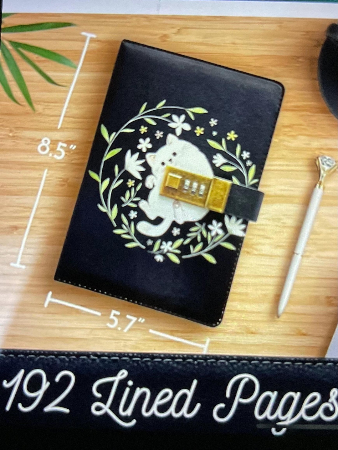 Adorable Cat Themed Diary With Lock, Journal With Lock With Diamond Pen ...