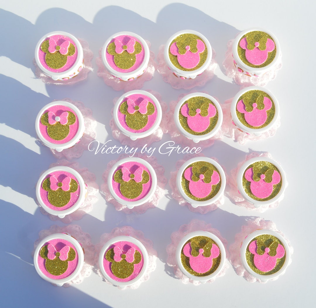 12 Pink and Gold Minnie Candy Container Pink and Gold Minnie Birthday ...