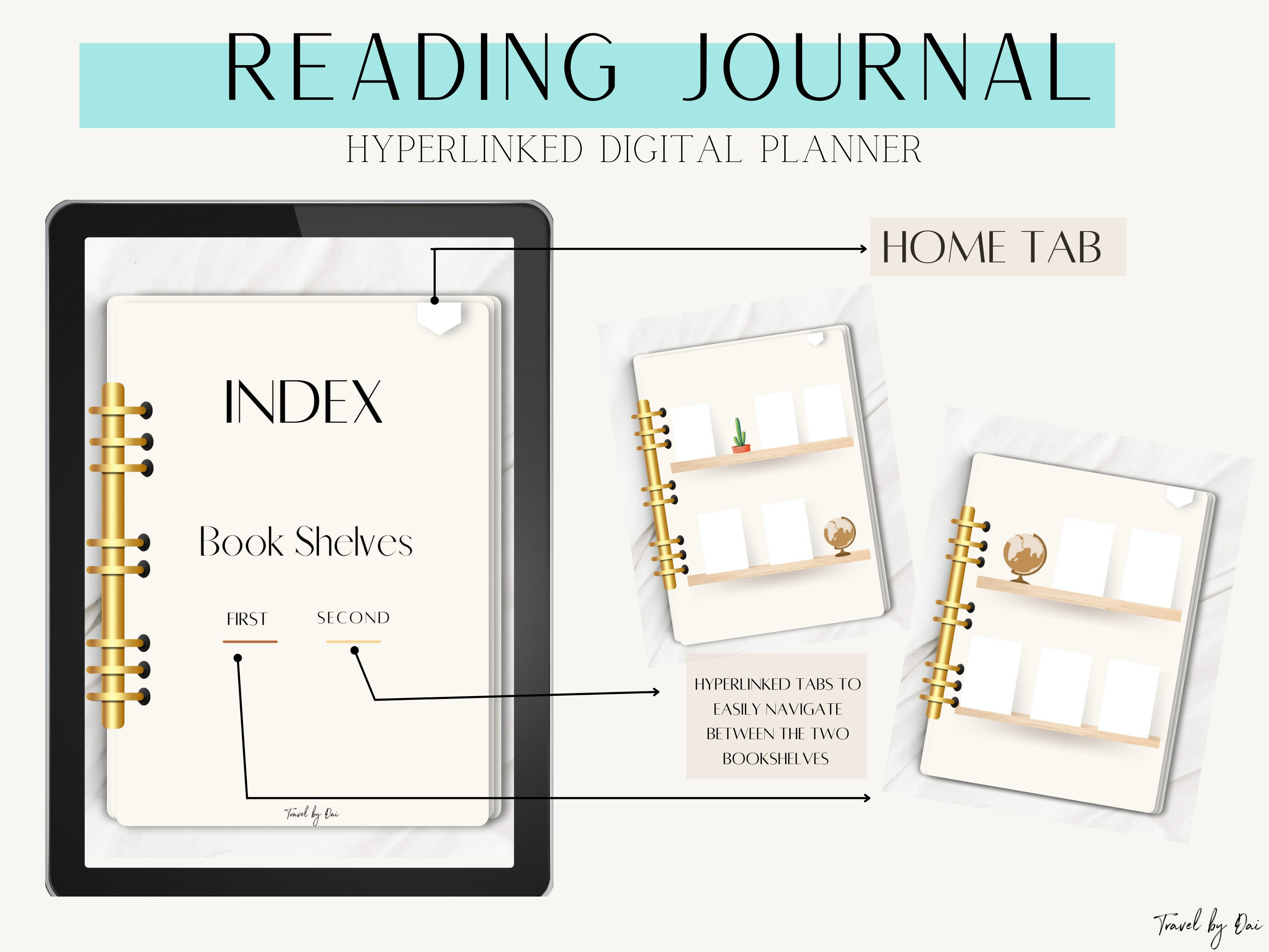 Digital Reading Planner and Journal Book Shelf Reading Log - Etsy