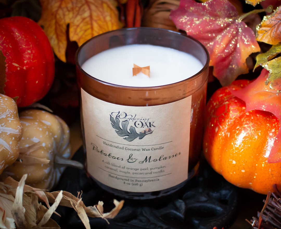 Potatoes and Molasses Candle: Autumn Cottage Scent, Wooden Wick Coconut ...