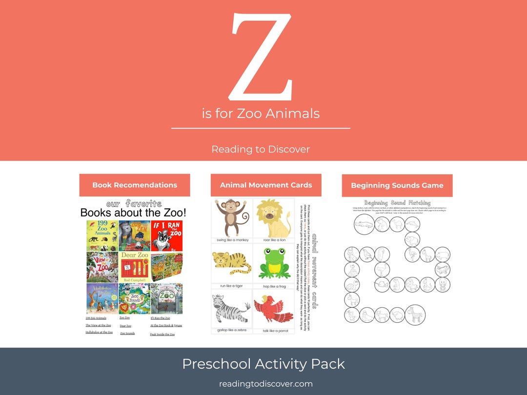 Zoo Animals Preschool Activity Pack | Letter Z Tracing, Matching ...