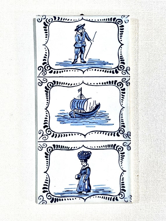 Classic Blue and White Delft Tile Handmade from Holland 3 | Etsy