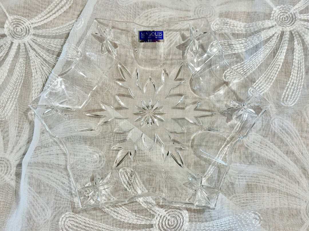 Waterford Crystal Glass Snowflake Plate - Serving Dish - Winter Holiday ...