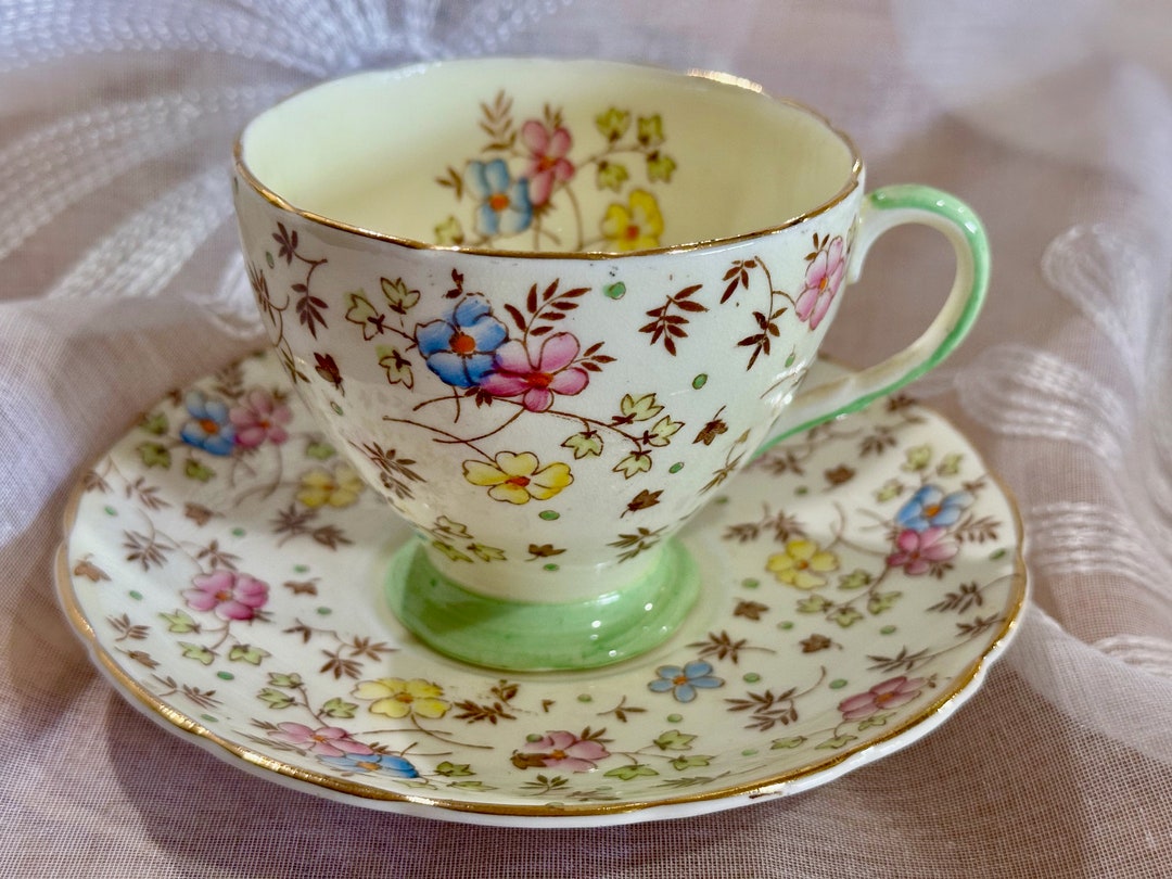 Foley China Tea Cup and Saucer Set - English Bone China - Floral Chintz ...