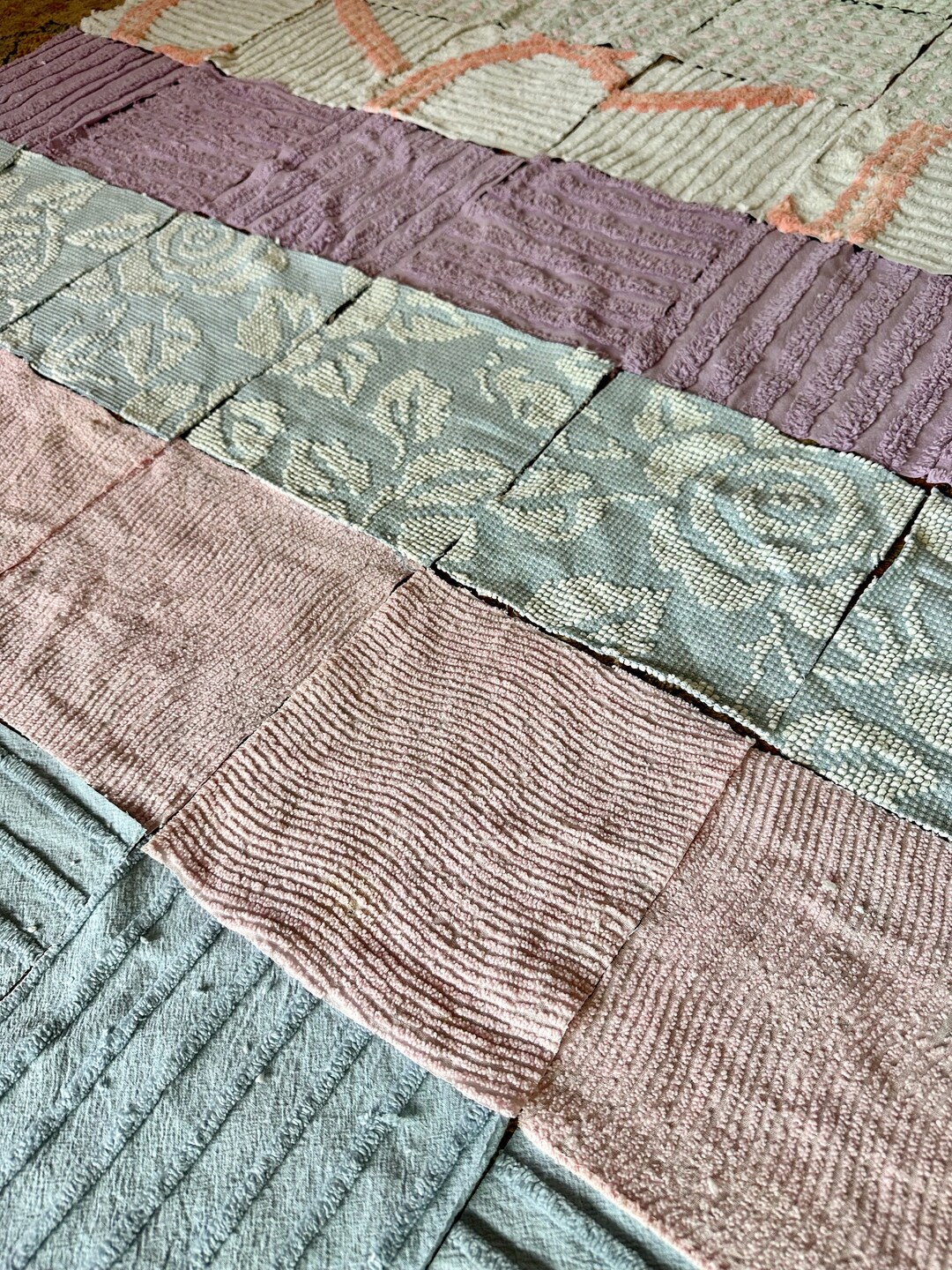 42 Vintage Chenille Squares to Mix and Match and Make Your Own Baby ...