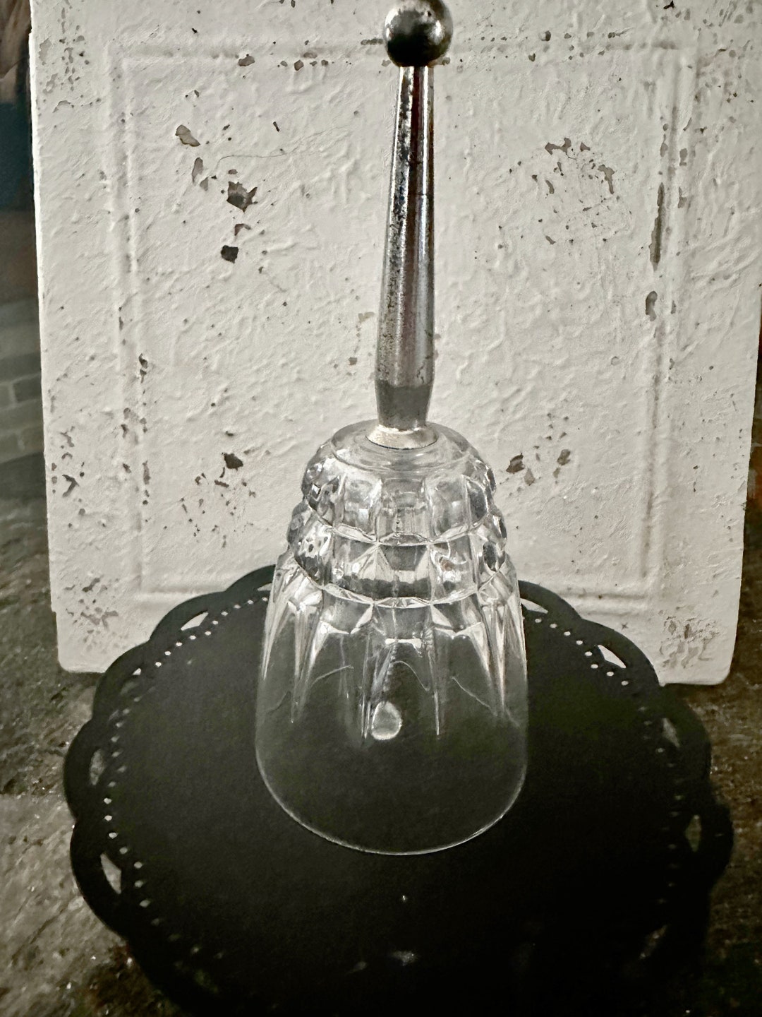 Crystal Dinner Bell or Bed Side Bell - Silver Plate Handle - Glass Ball ...