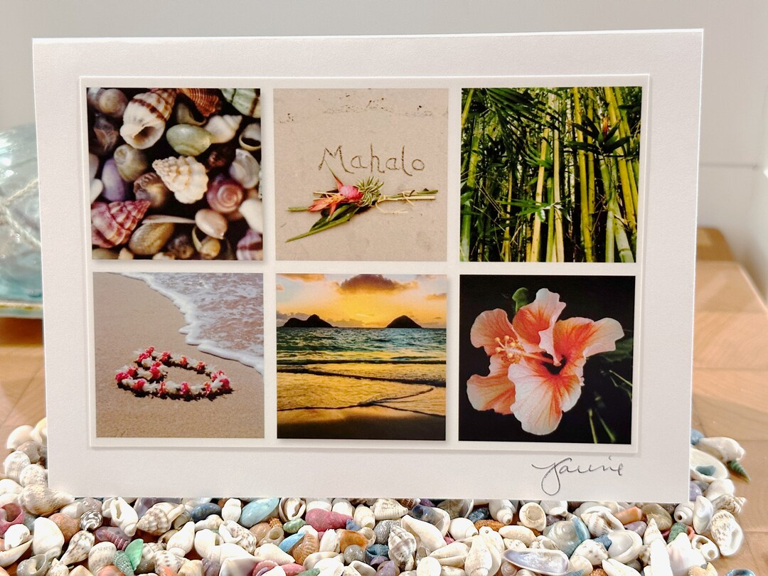 Mahalo Collage Blank Photo Card With Envelope - Mahalo Means Thank You ...