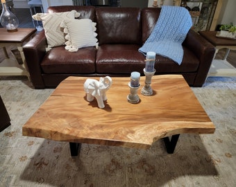 Mid Century Modern Monkey Pod Wood Slab Coffee / End Table, USA, C ...