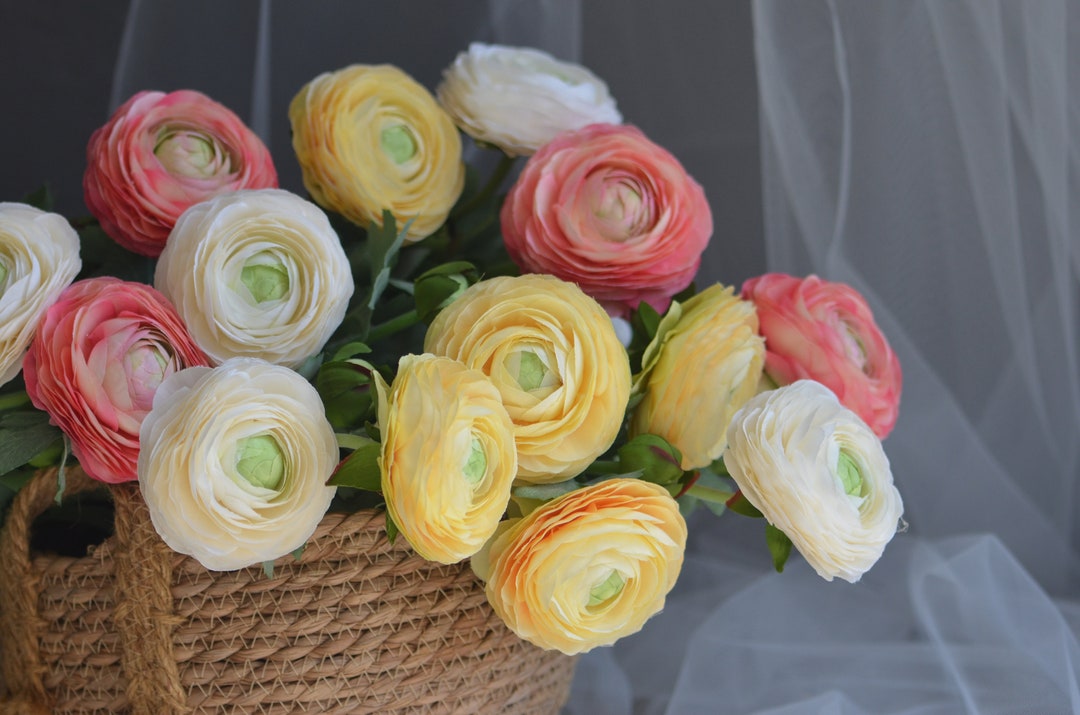 Luxe Faux Ranunculus, Silk Ranunculus, Artificial Flowers Arrangement ...