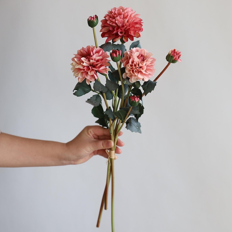 3 Stems Artificial Dahlia, Faux Dahlia, Silk Dahlia, Artificial Flowers ...