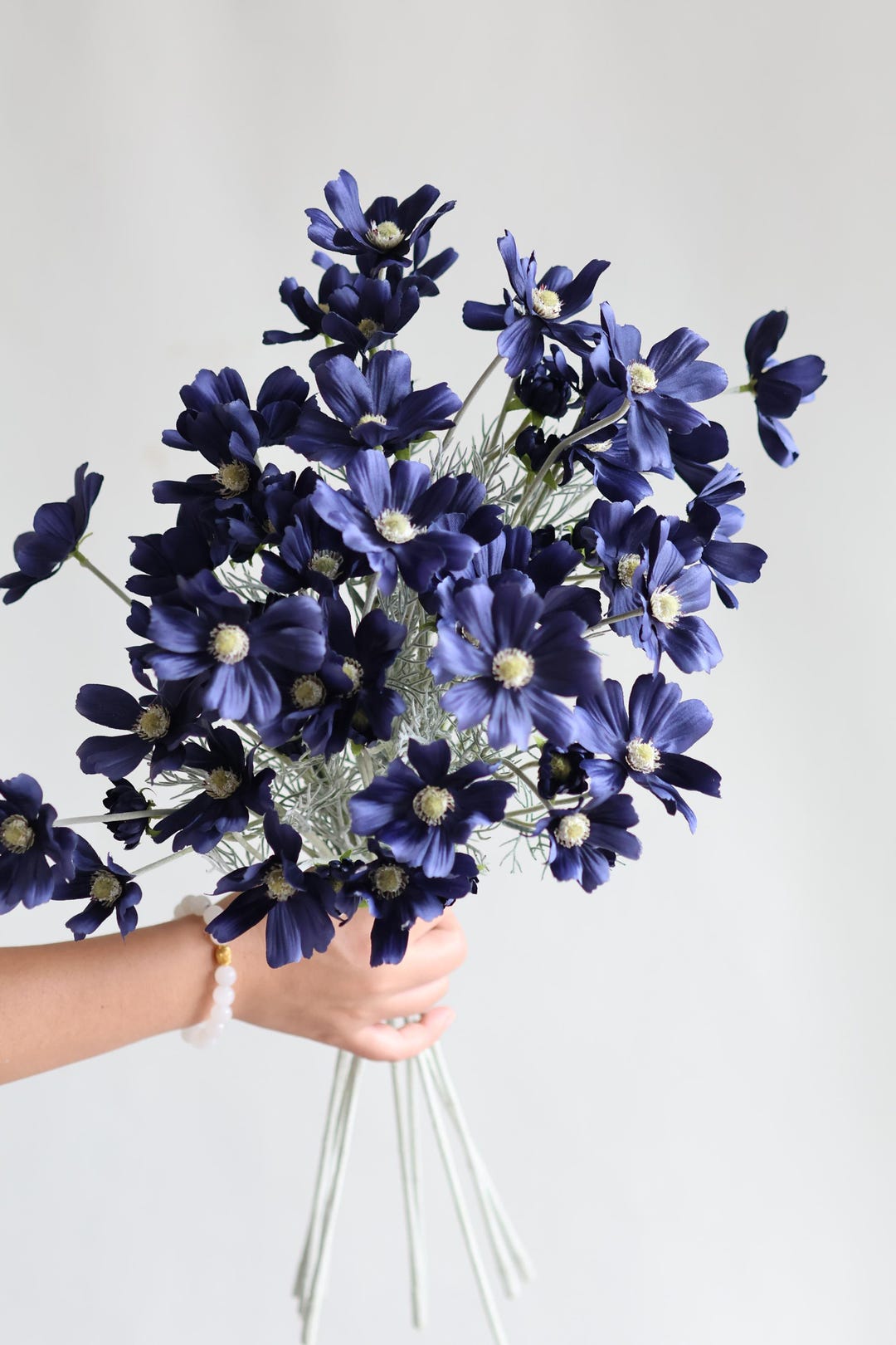 23" Navy Artificial Cosmos, Faux Cosmos Stems, Silk Cosmos Flowers ...