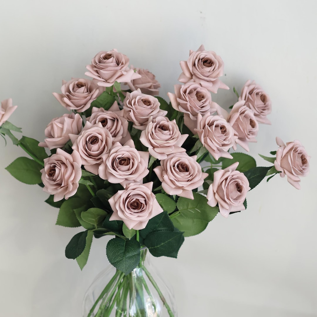 16" Fake Flowers, Rose Pink Roses, Real Touch Roses, Real Touch Flowers ...