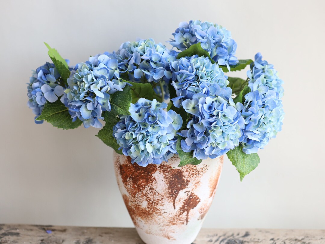 20" Real Touch Blue Hydrangea, Artificial Hydrangea, Faux Blue ...