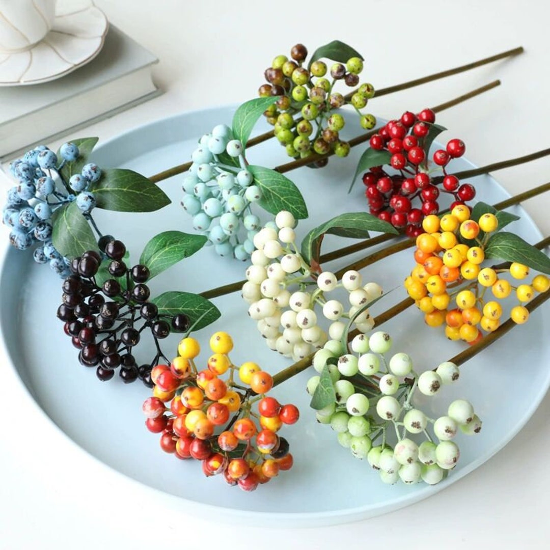 Berries, Blueberry Stems, Artificial Blueberries, Artificial Holly ...