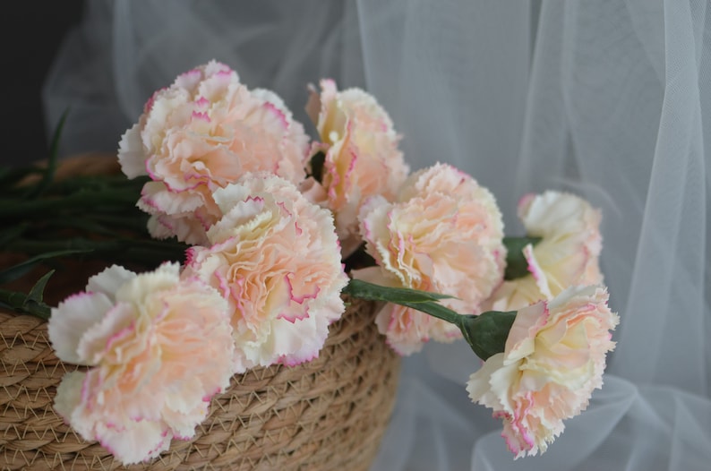 3 Colors! White Ivory Carnations, Real Touch White Carnations ...