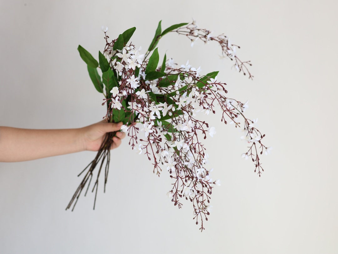 33.8" Artificial Weeping Jasmine Branch, Artificial Flowers, Hanging ...