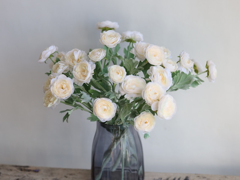 18.5" Faux Light Champagne Ranunculus, Peach Ranunculus, Artificial ...