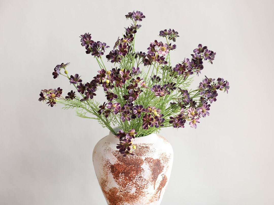 24.8 Artificial Dark Purple Cosmos Stems, Artificial Flowers ...