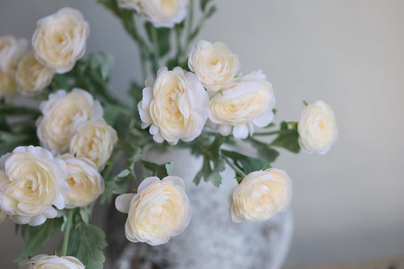 18.5" Faux Light Champagne Ranunculus, Peach Ranunculus, Artificial ...