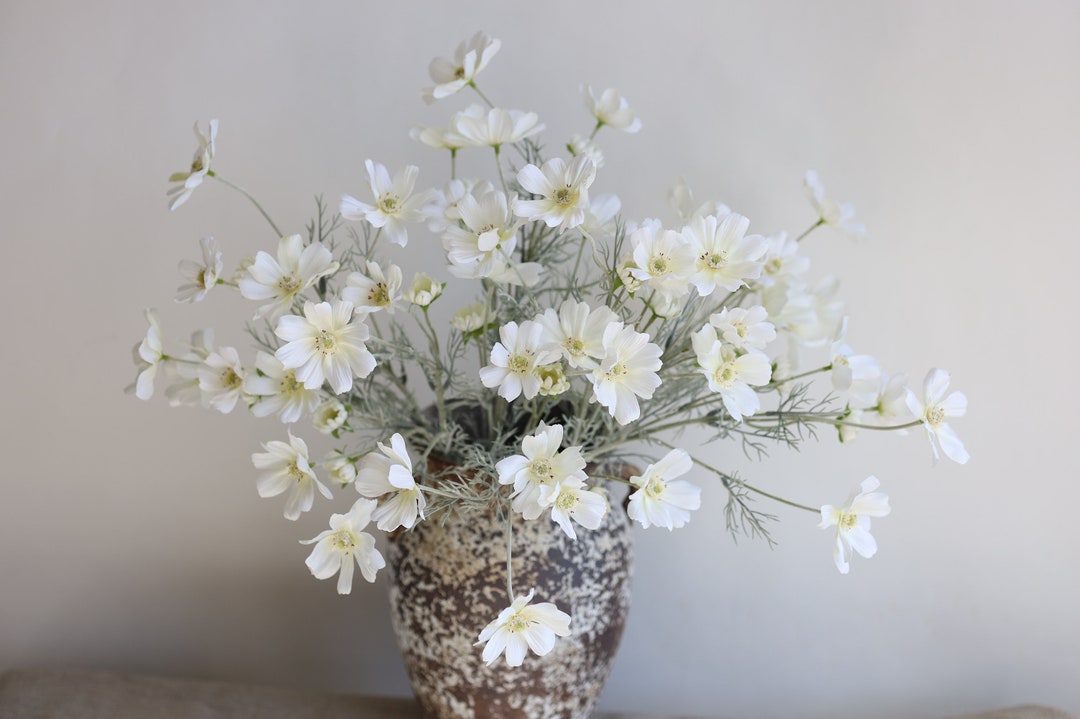 23 Artificial Cosmos, White Cosmos, Faux Cosmos Stems, Silk Cosmos ...
