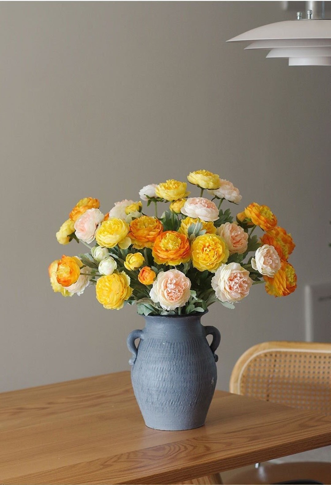 Fake Ranunculus, Silk Ranunculus, Peach Ranunculus, Orange Yellow ...