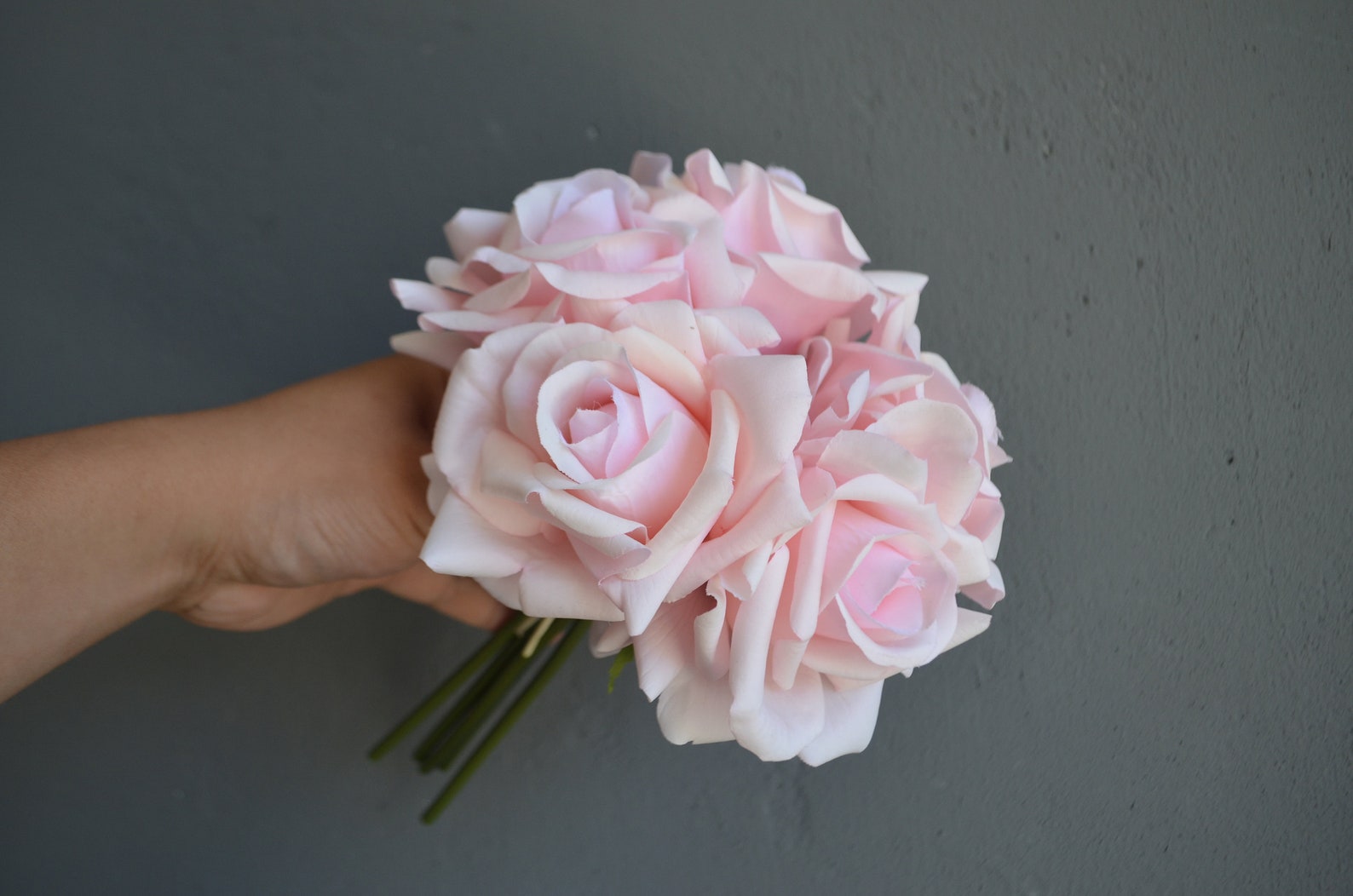 Blush Garden Roses, Real Touch Rose Bundle, Pink Roses, Artificial ...