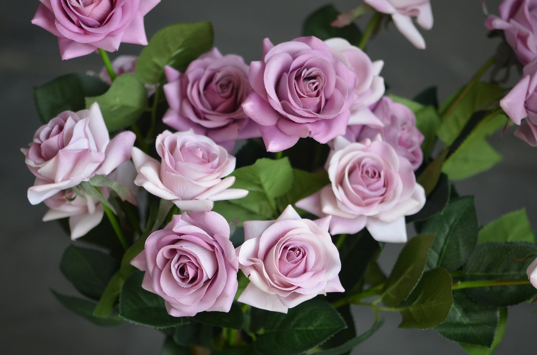 Mauve Roses, Real Touch Flowers, Mauve Purple Decor, Mauve Flowers ...